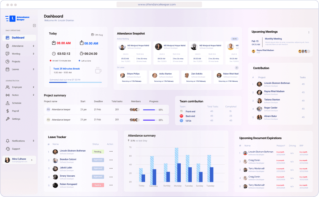 Best HRM Software and HR Software in UK | Features | Attendance Keeper